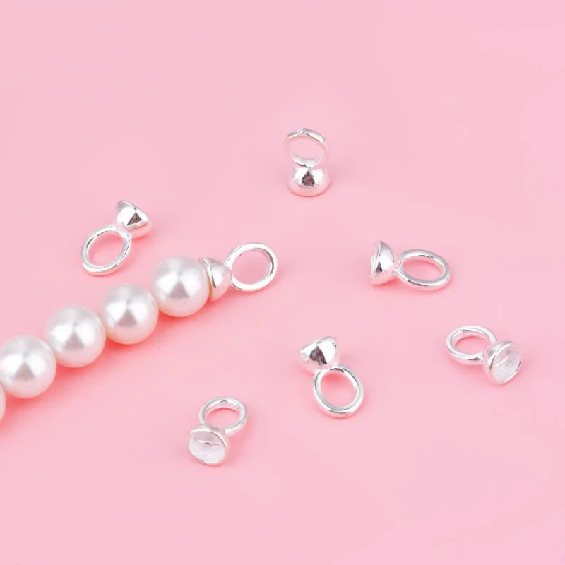 S925 sterling silver thread hole hanging cap closing ring connecting ...
