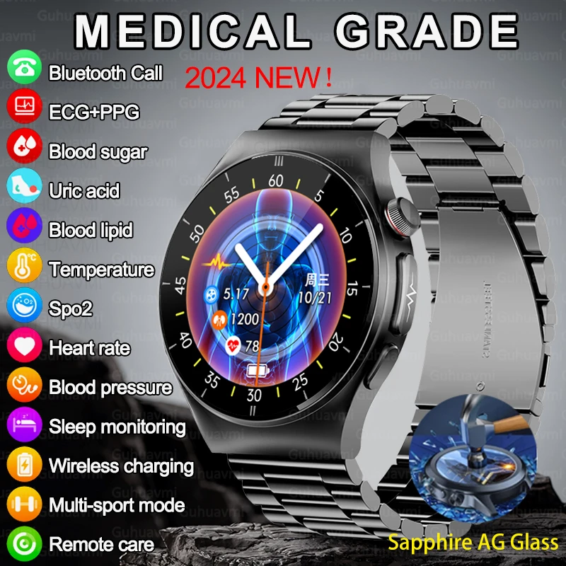 Bluetooth-Call-Medical-Grade-Smart-Watch-Blood-Sugar-Blood-Fat-Uric ...