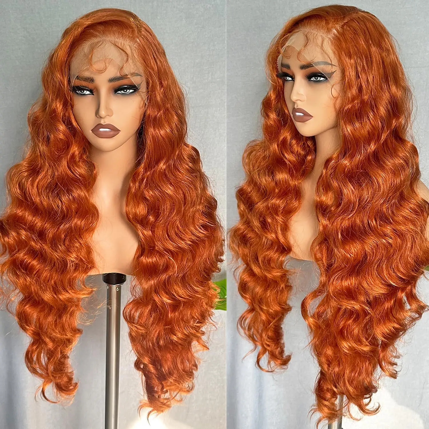 30 40 Inch ginger body Wave hd lace frontal human hair wig 13x6 Colored ...