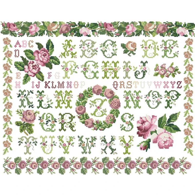 Cross Stitch Alphabet With Flowers