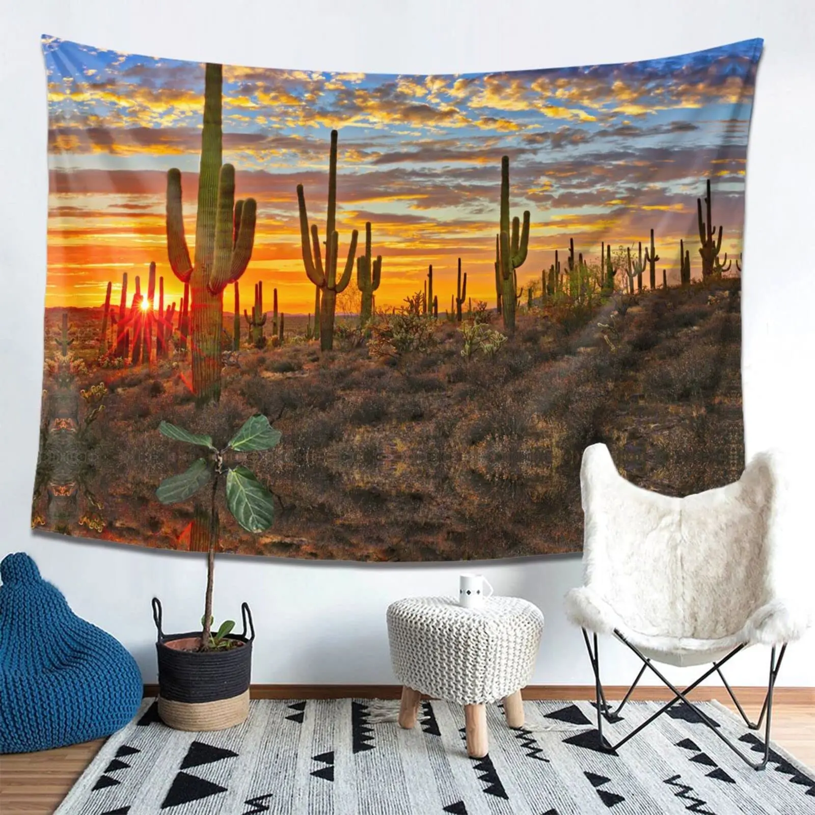 S-dwesten-W-ste-Vintage-Tapisserie-Arizona-Kaktus-Sunset-Picknick-Matte ...