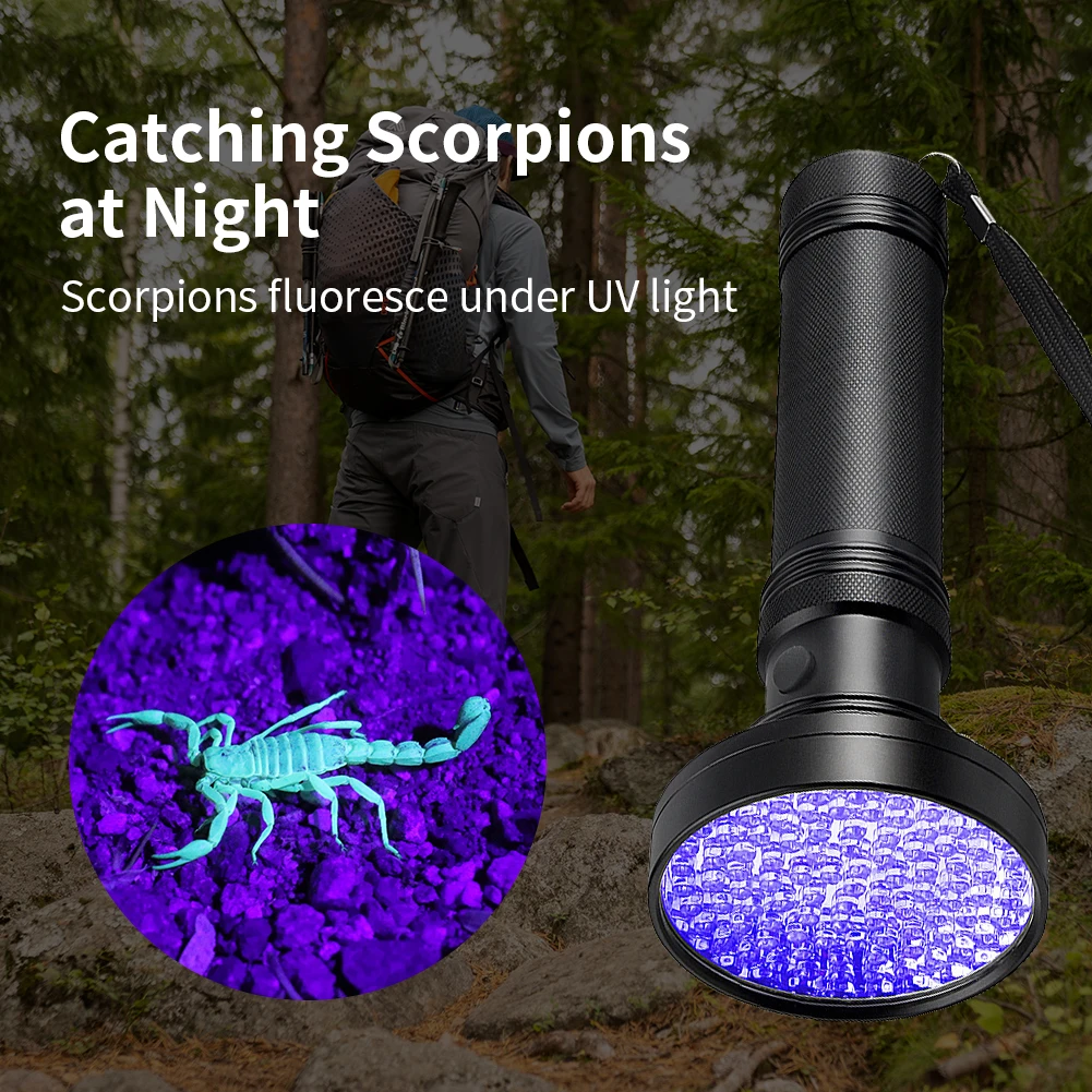 365nm-UV-Flashlight-51-100LED-Ultraviolet-Blacklight-Battery-Powered ...