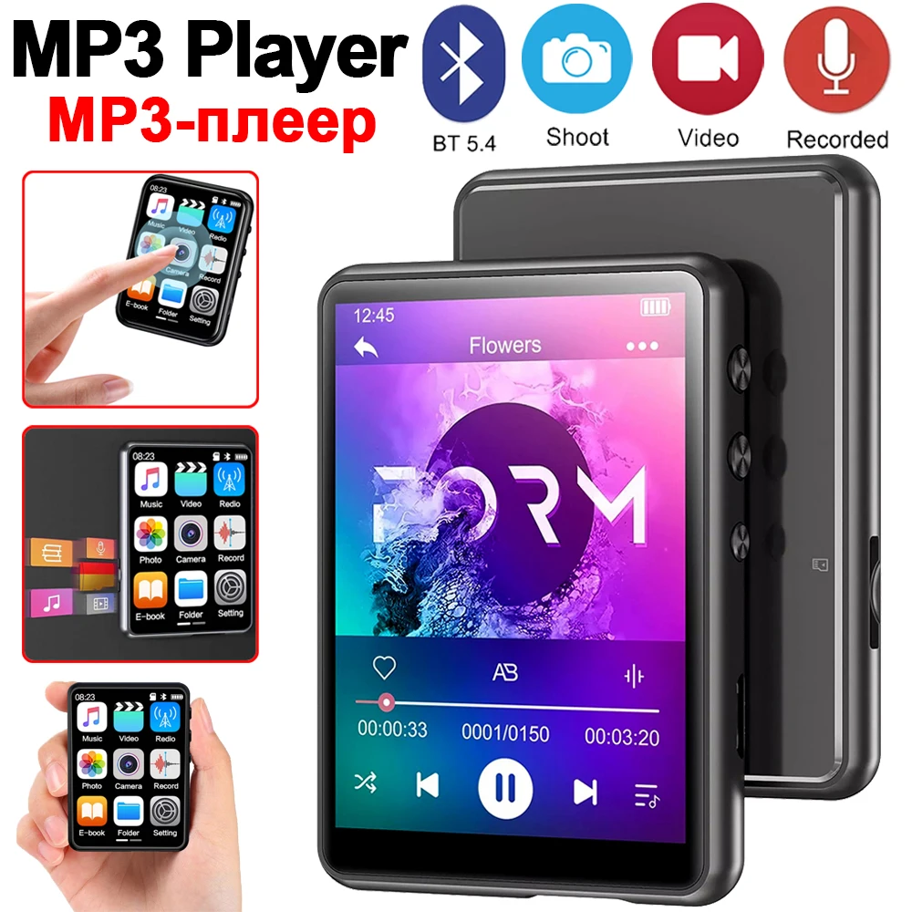 נגן MP3 HiFi 5.4 Bluetooth 2.4 אינץ 'עם מסך מגע Walkman עם מצלמה יכול ...