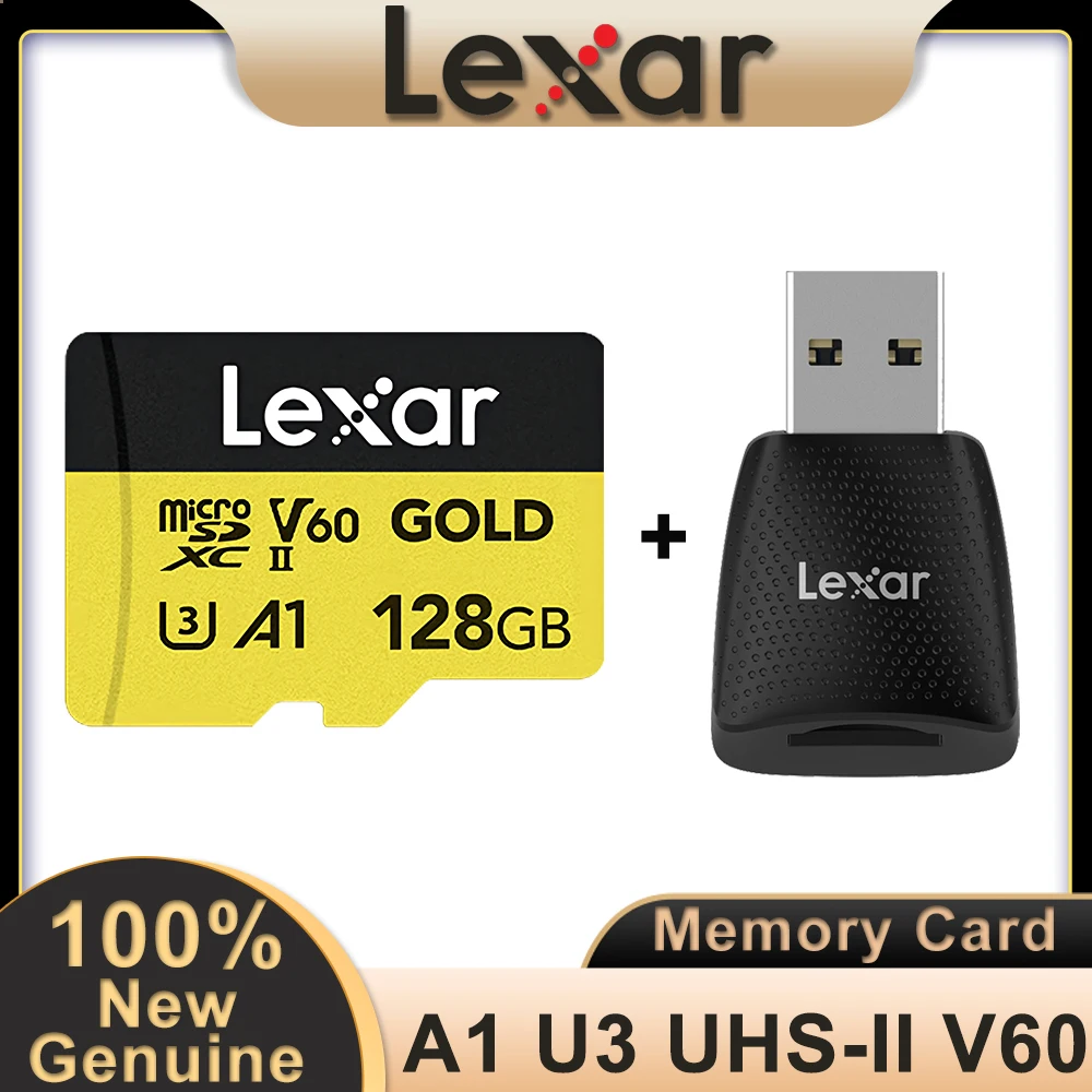 Lexar-1800x-Memory-Card-128GB-256GB-V60-Class-10-UHS-II-U3-GOLD-Micro ...