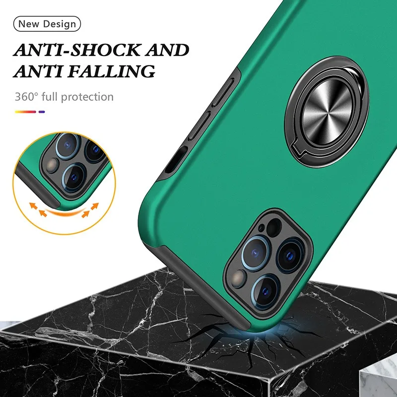 Magnetic Ring Holder Shockproof Phone Case - Durable Plastic Hard Shell ...