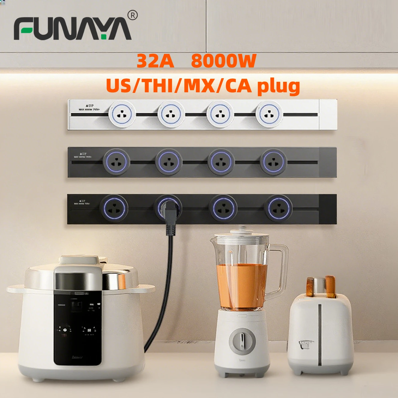 FUNAYA Power Track Socket US Thailand Multi Plug Movable Electric Wall ...