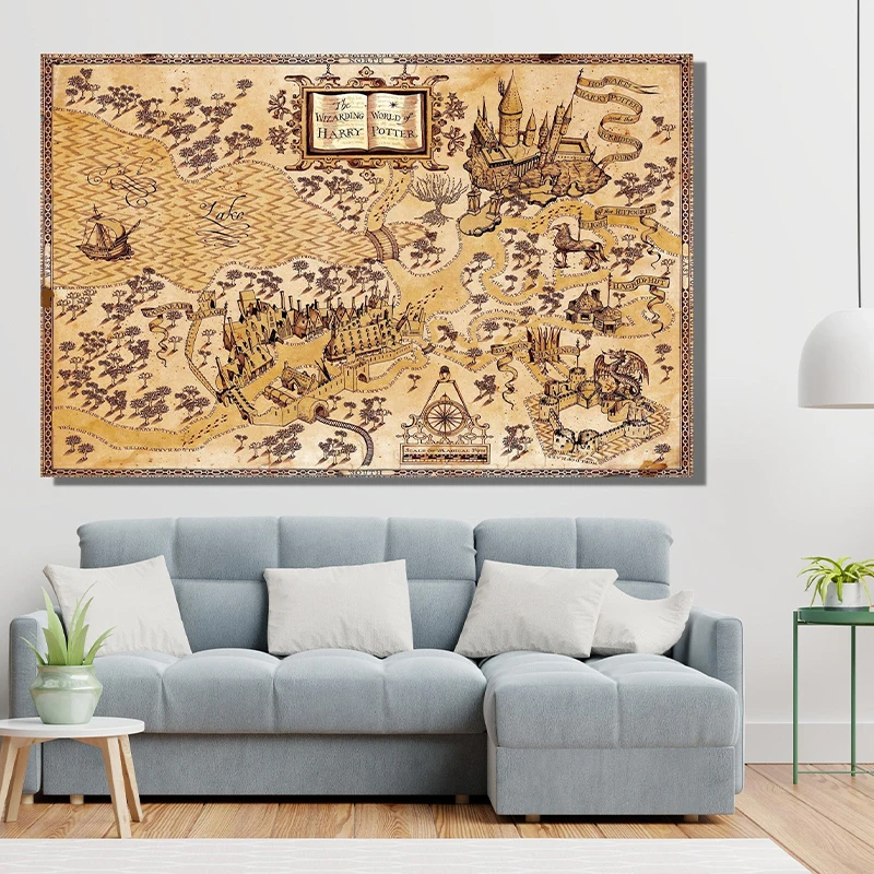 Wizarding-World-Map-Wizarding-Inspired-Castle-Blueprint-Poster-Canvas ...