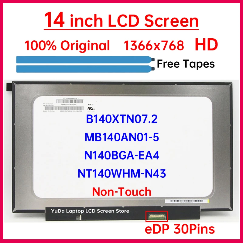14" LCD Screen B140XTN07.2 N140BGA-EA4 NT140WHM-N43 MB140AN01-5 Display ...