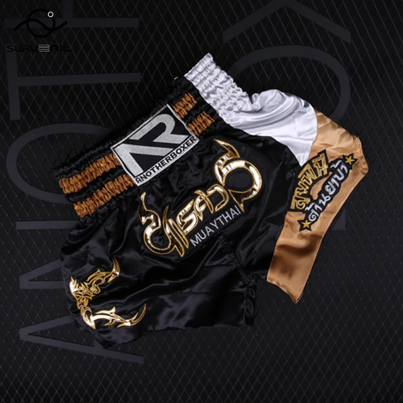 Kick-Boxing-Shorts-Men-Women-Child-Embroidered-Satin-Muay-Thai-Shorts ...