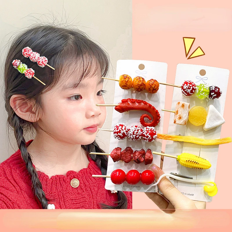 Creative-Food-Skewer-Hairpins-Girl-Plastic-Barbecue-Funny-Hair-Clips ...
