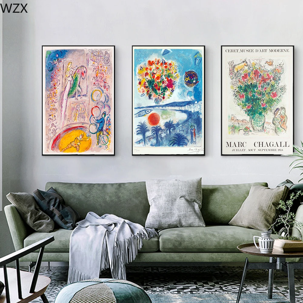 Marc-Chagall-Fashion-Retro-Posters-And-Prints-Abstract-Sunset-Wall-Art ...