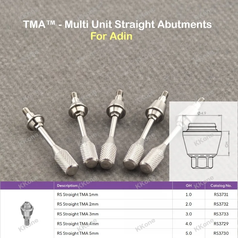 10Pcs Dental Multi Unit Straight Titanium Abutments For Adin Dental ...