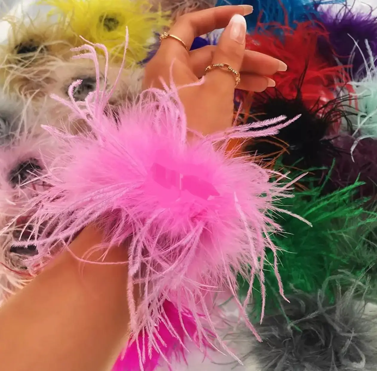 Ostrich-Feather-Cuff-Snap-Bracelet-Women-Cuffs-Wristband-with-Feathers-Real-Fur-Feather-Cuff ...