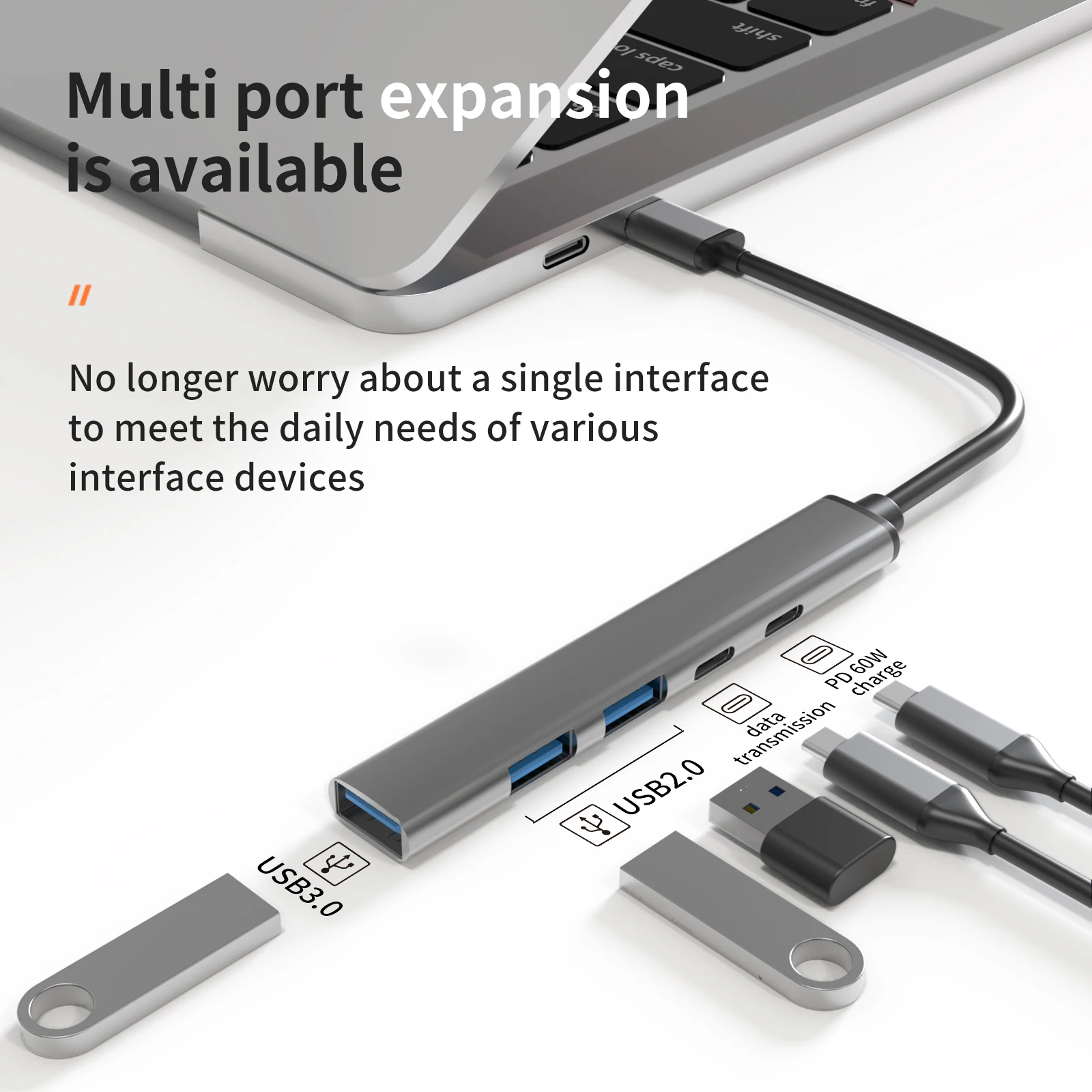 USB C HUB Docking Station Type c hub to Usb USB2.0 PD60W USB C Data*2 ...