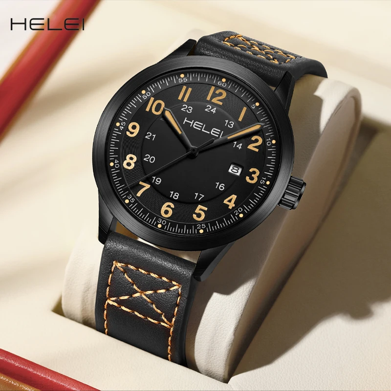 HELEI-Quartz-Watch-For-Men-Military-Sport-Fashion-Leather-Strap-Watch ...