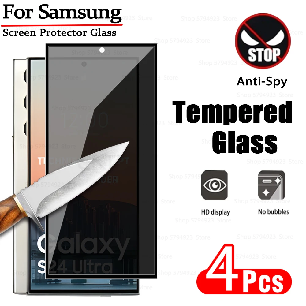 4Pcs-Privacy-Tempered-Glass-For-Samsung-Galaxy-S24-Ultra-Plus-S24 ...
