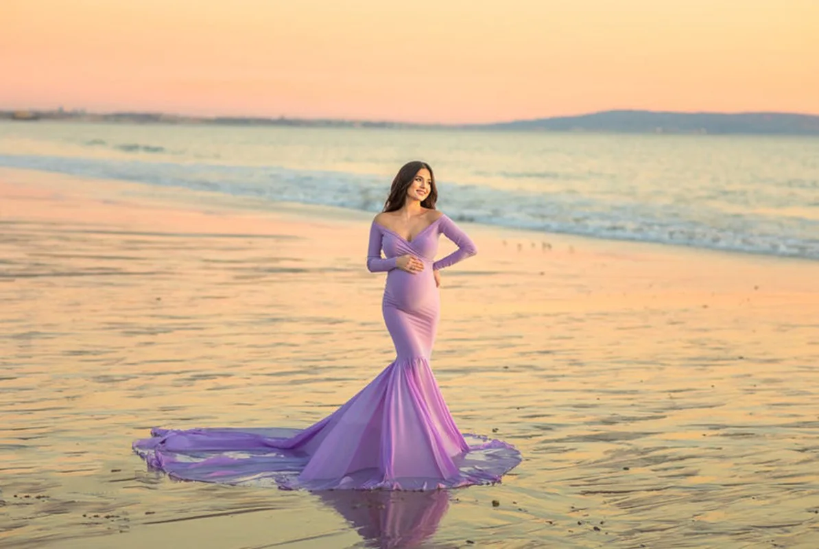 Maternity Dresses for Photo Shoot Elegence Long Shoulderless Dress for ...