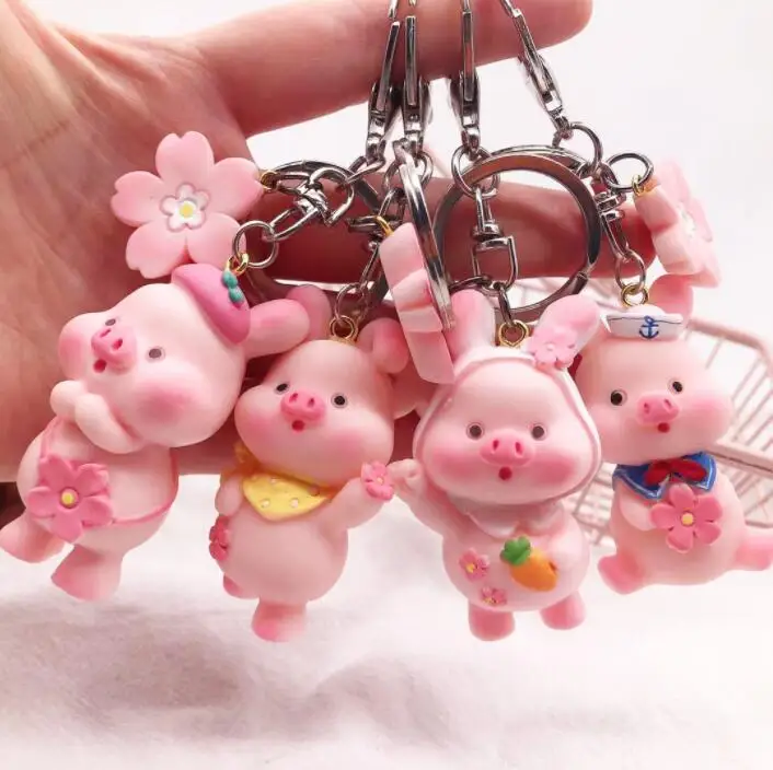 pig-keychain-Flowers-Small-Pink-Pig-Car-Keyring-Bag-Gift-Keychains ...