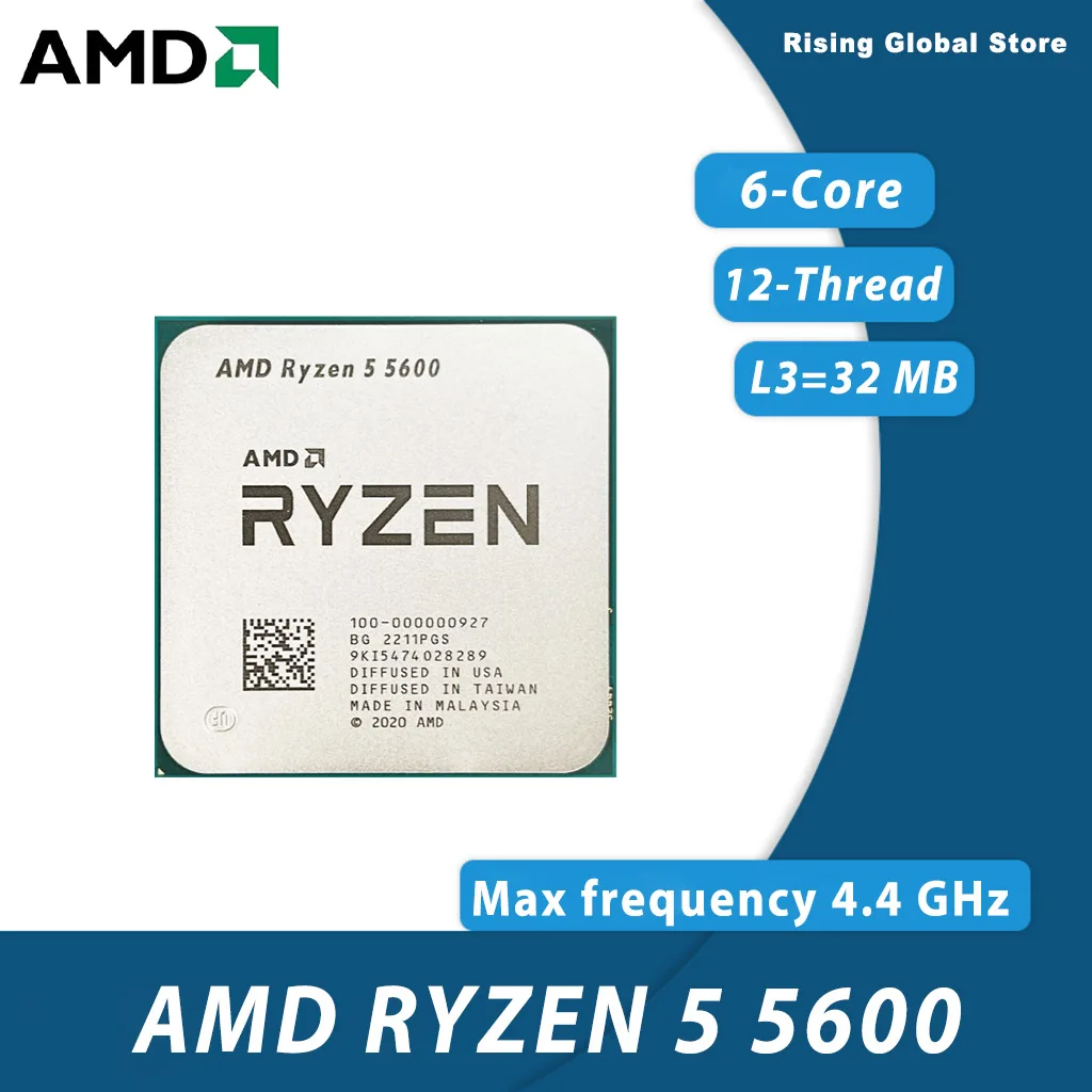 신형 AMD R5 5600 CPU 프로세서 라이젠 5 5600 6코어 12스레드 4.4GHz 65W TDP L3=32M 소켓 ...