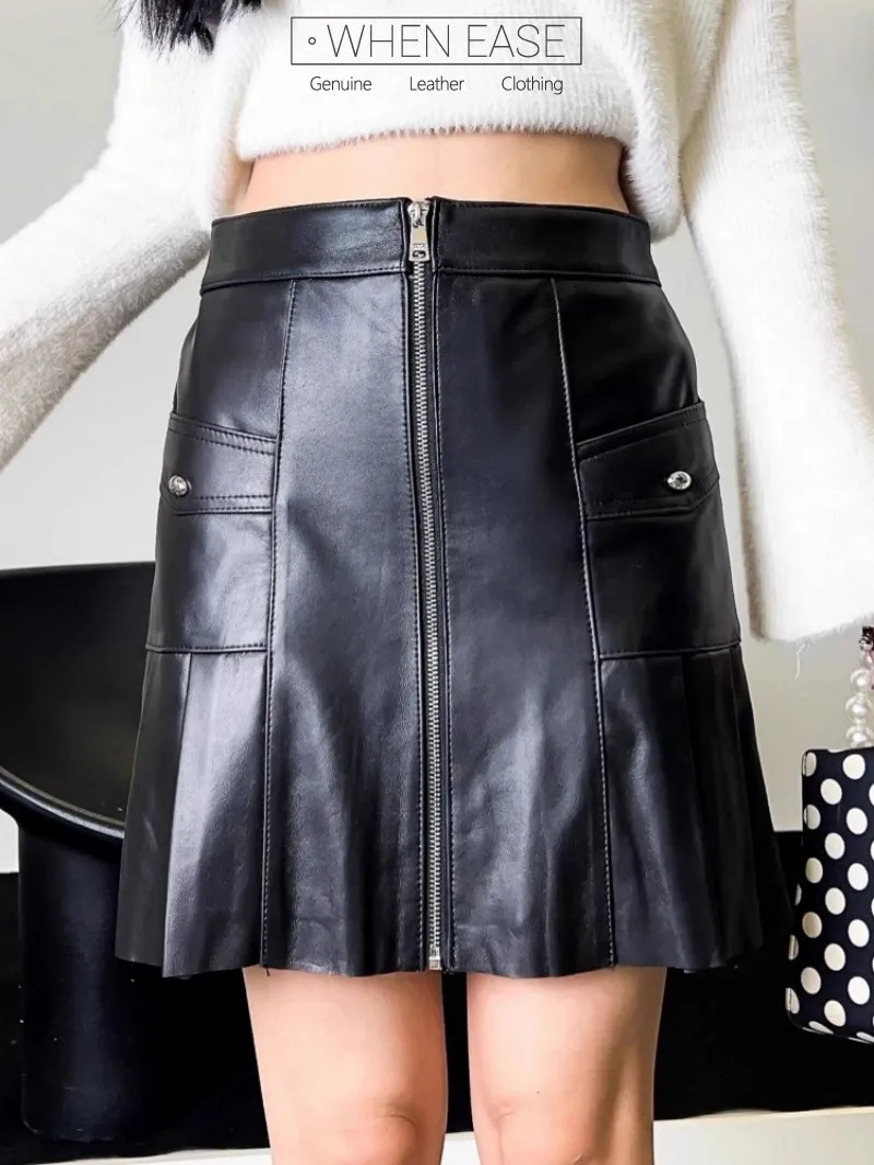 Sexy Women Zipper Motorcycle Biker Mini Skirt High Waist Pockets ...