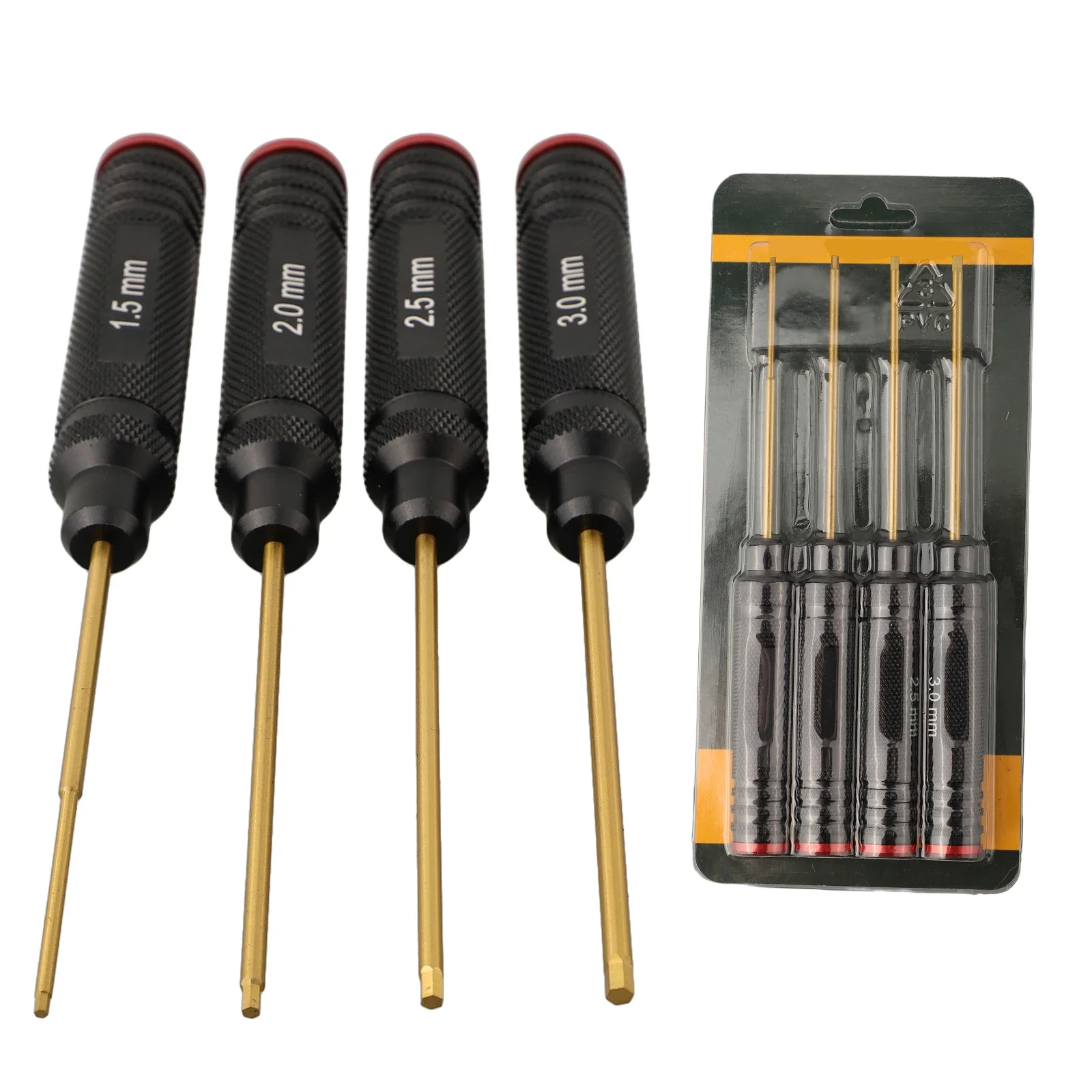 Hex Screwdriver Set 1.5/2.0/2.5/3.0mm Steel Precision Hexagon Drivers ...