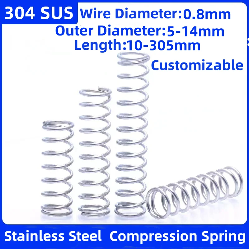 Resorte de compresión de acero inoxidable, diámetro de alambre de 0,8mm ...