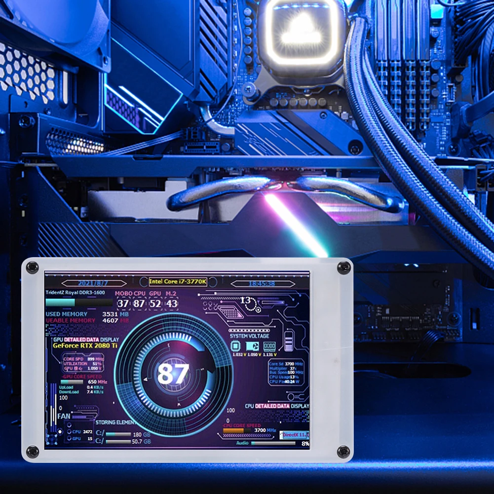 듀얼 USB 컴퓨터 온도 모니터링 CPU GPU RAM HDD DIY 아크릴 PC 디스플레이 보조 화면 3.5 인치 IPS ...