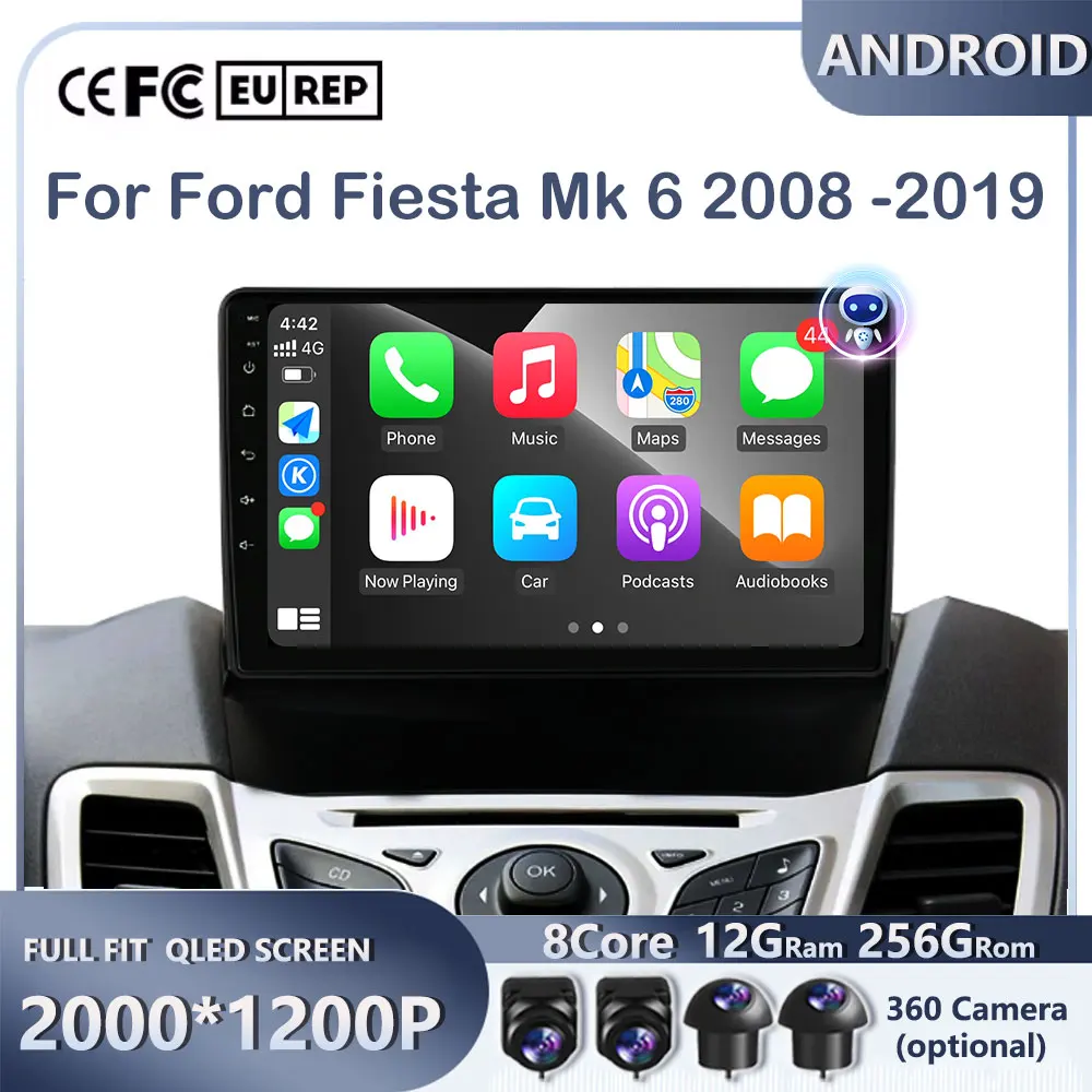 Android 16 Wireless Carplay For Ford Fiesta Mk 6 2008 - 2019 Car Radio ...