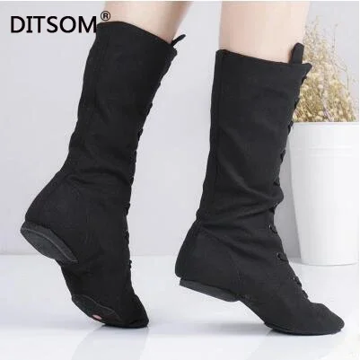 Canvas-High-Dance-Boots-For-Dance-Studios-Lace-up-Jazz-Street-Dance ...