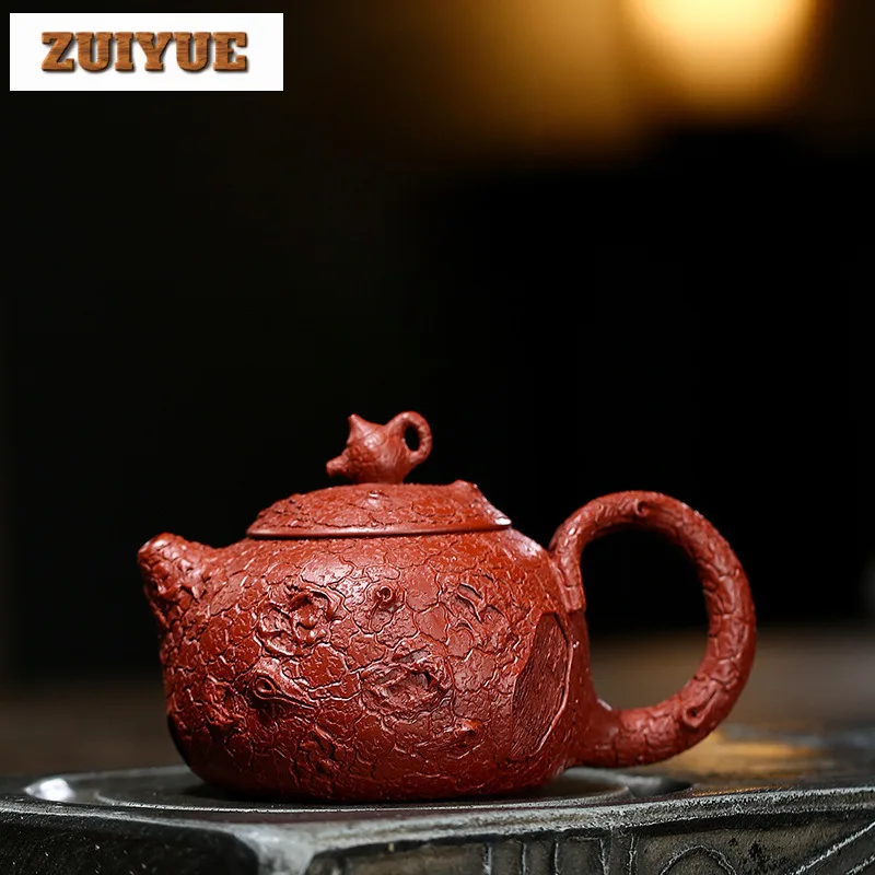 230ml Yixing Purple Clay Teapot Handmade Xishi Engraved Heart Sutra On ...