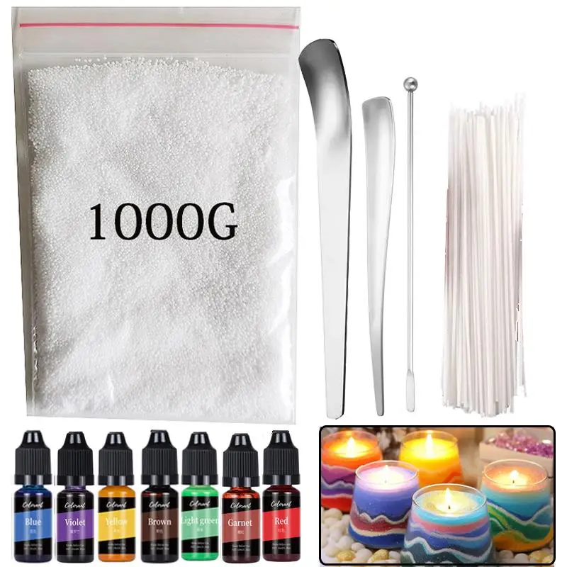 Combustible Sand Handmade Candle Wax DIY Material Kit Pigment Wax Wick ...