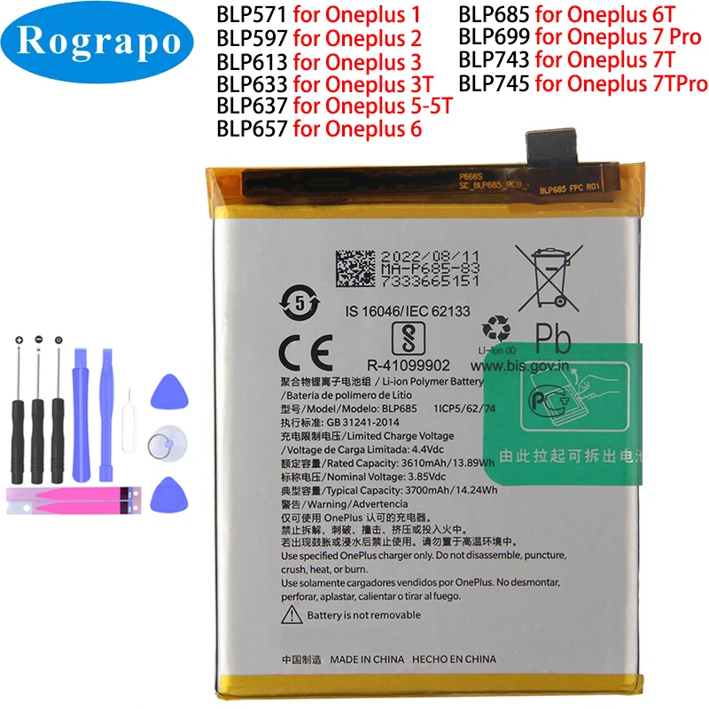 New One Plus Battery For OnePlus 8 7T Pro 7 6 6T 5 5T 3 3T 2 1 1 ...