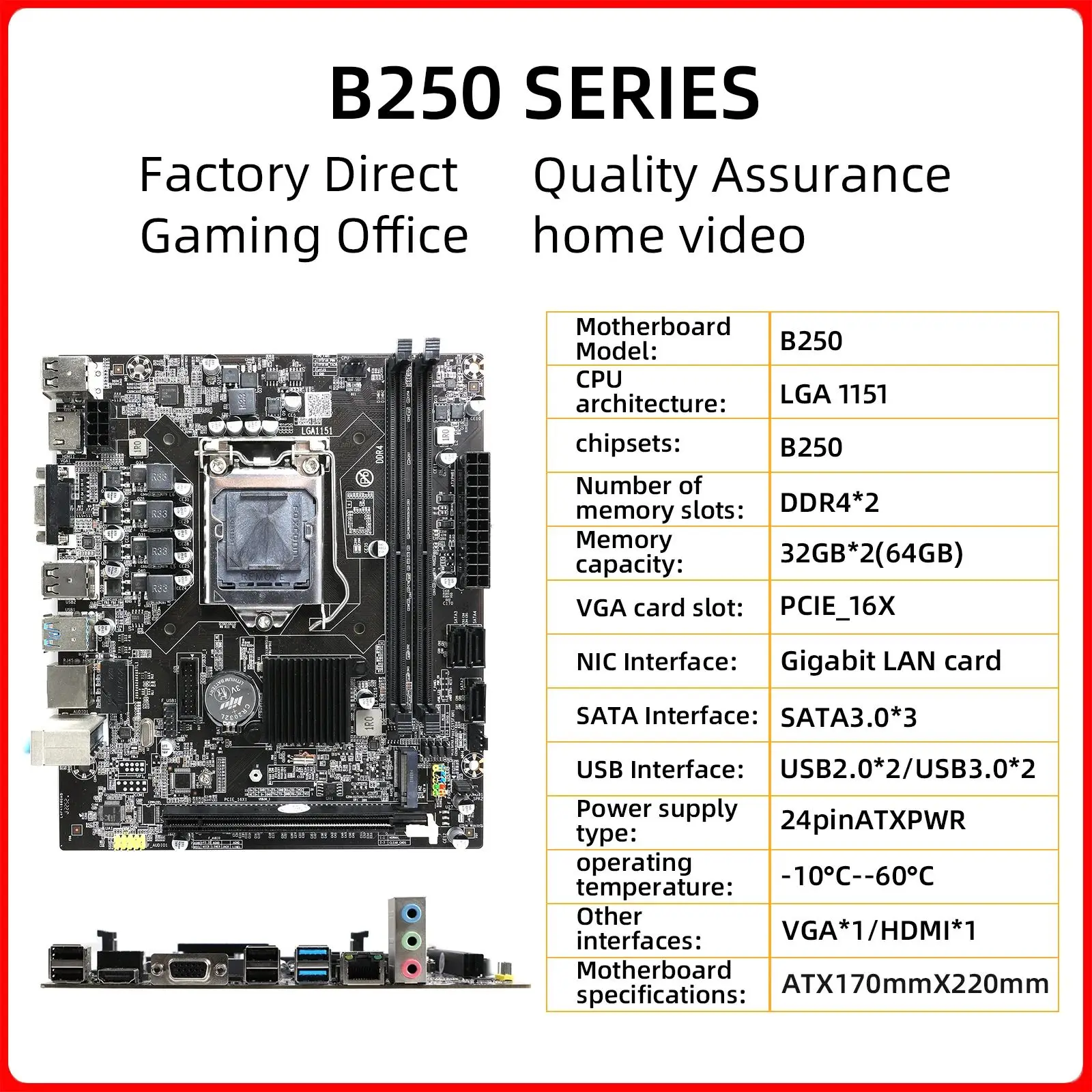 B250-mainboard-de-placa-base-B250-compatible-con-2X-DDR4-RAM-Socket ...