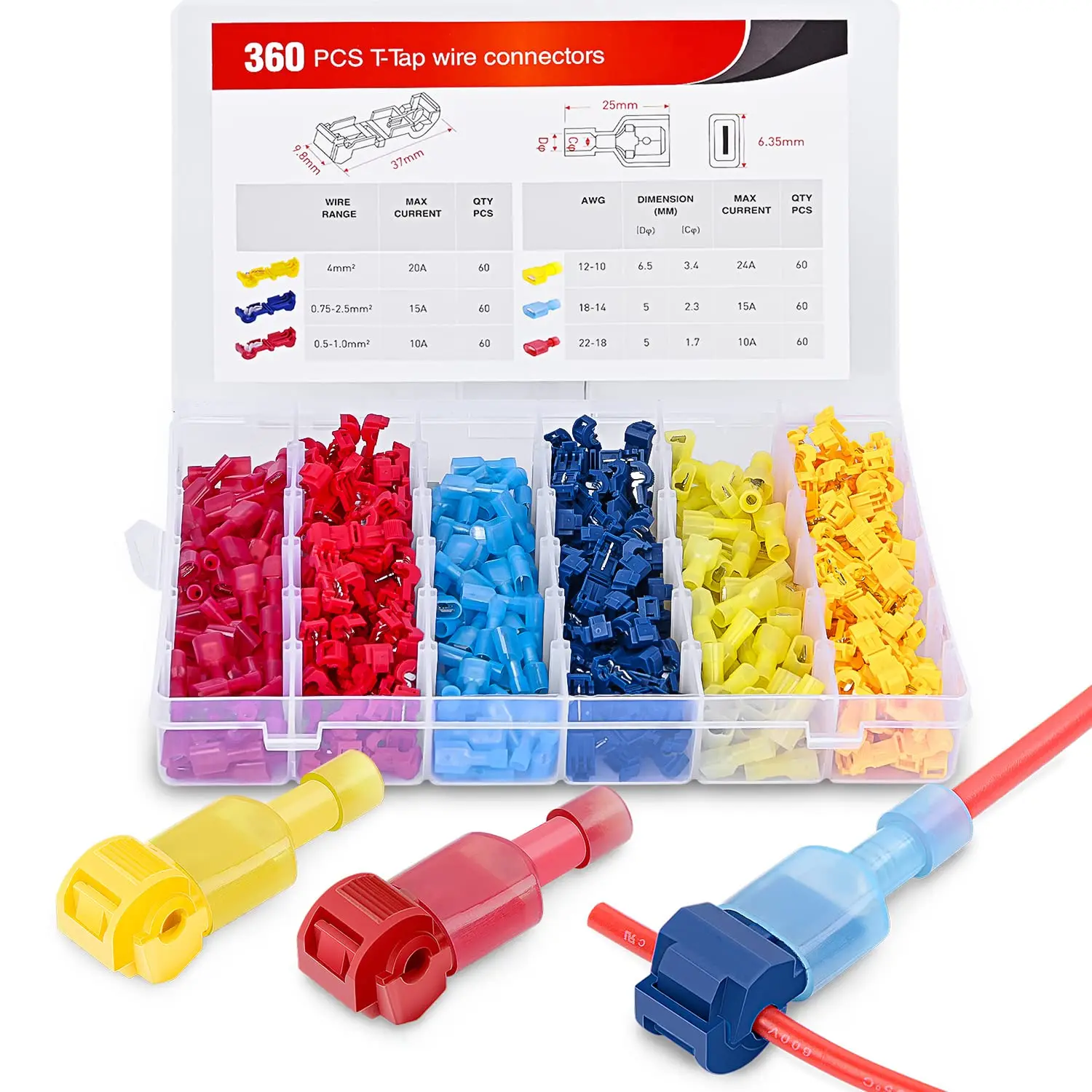 T-Tap-Wire-Connectors-Self-Stripping-Quick-Splice-Electrical-Wire ...