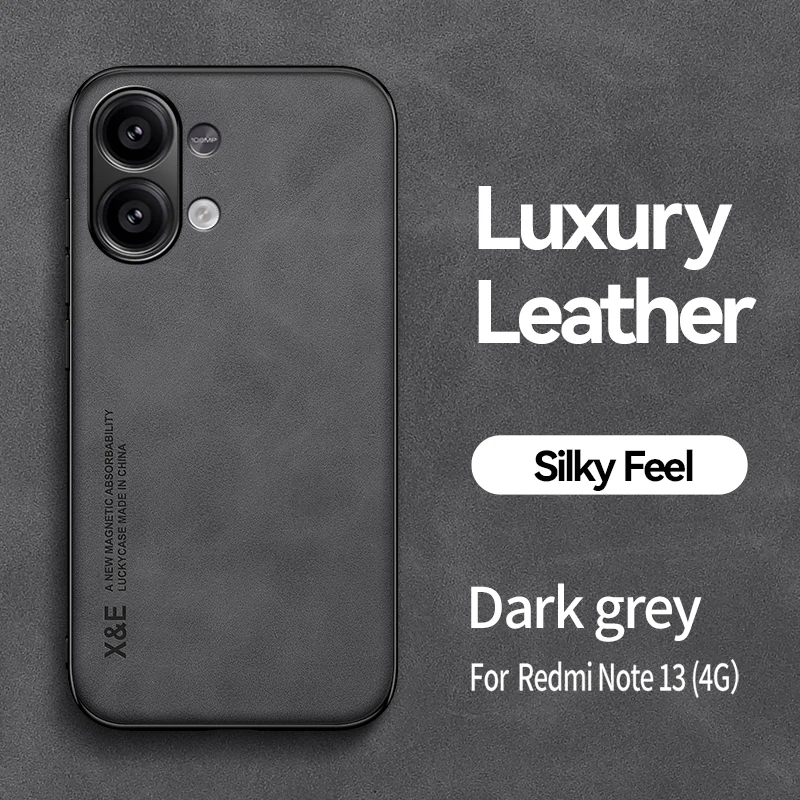 For-Xiaomi-Redmi-Note-13-4G-Case-Leather-Magnetic-Holder-Phone-Case-For ...