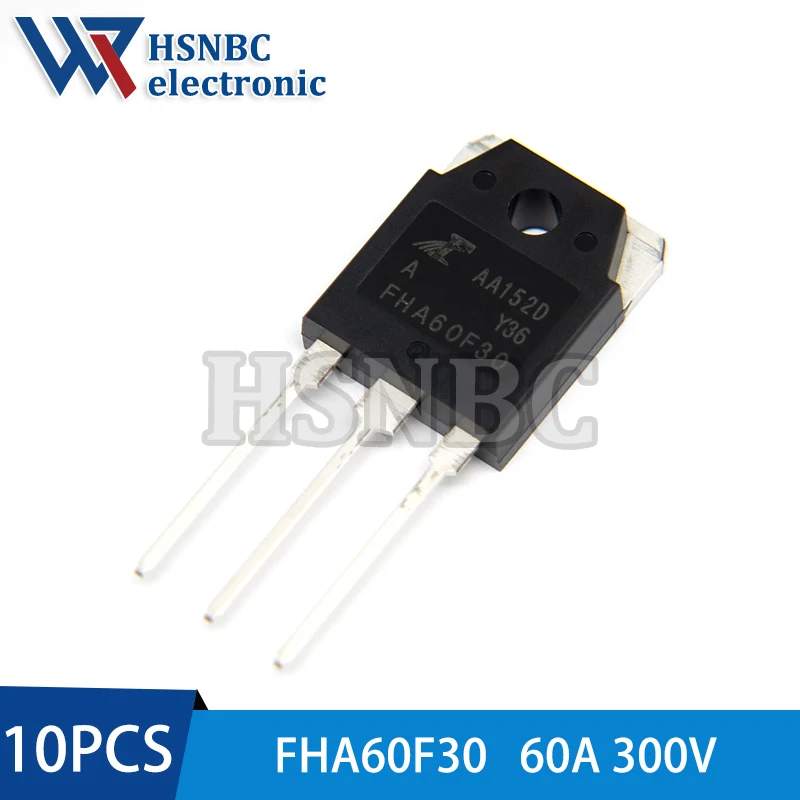 10Pcs/Lot FHA60F30 60F30 FHA60F30A TO-3P 300V 60A Fast Recovery Diode ...