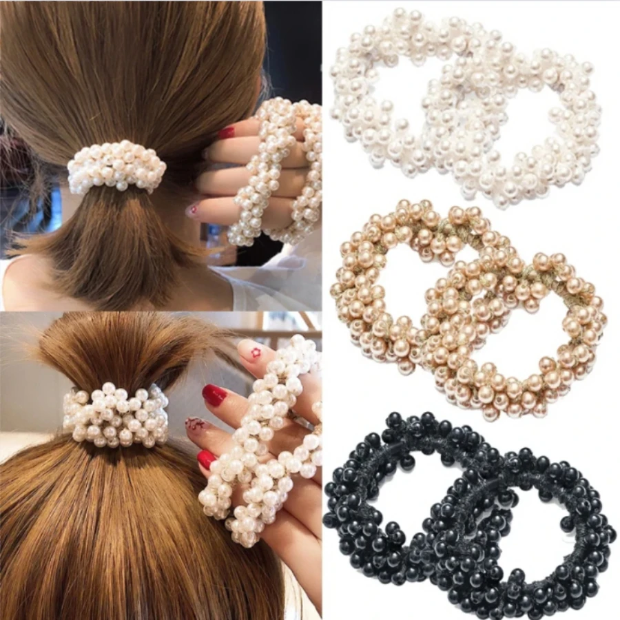 Pearl-Hair-Bands-Women-Girls-Scrunchie-Ponytail-Holder-Pearl-Beads ...