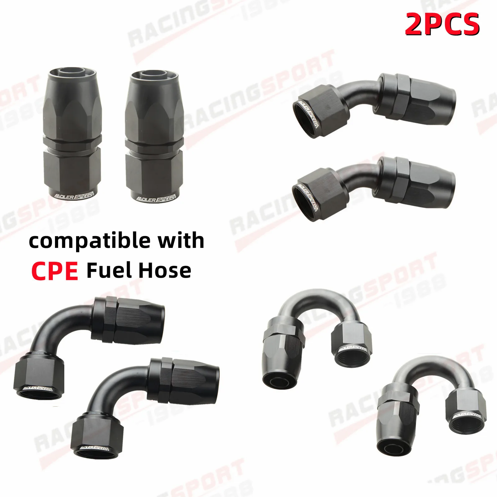 2PCS-AN4-AN6-AN8-AN10-AN12-AN16-AN20Straight-45-90-180-Degree-Oil-Fuel ...