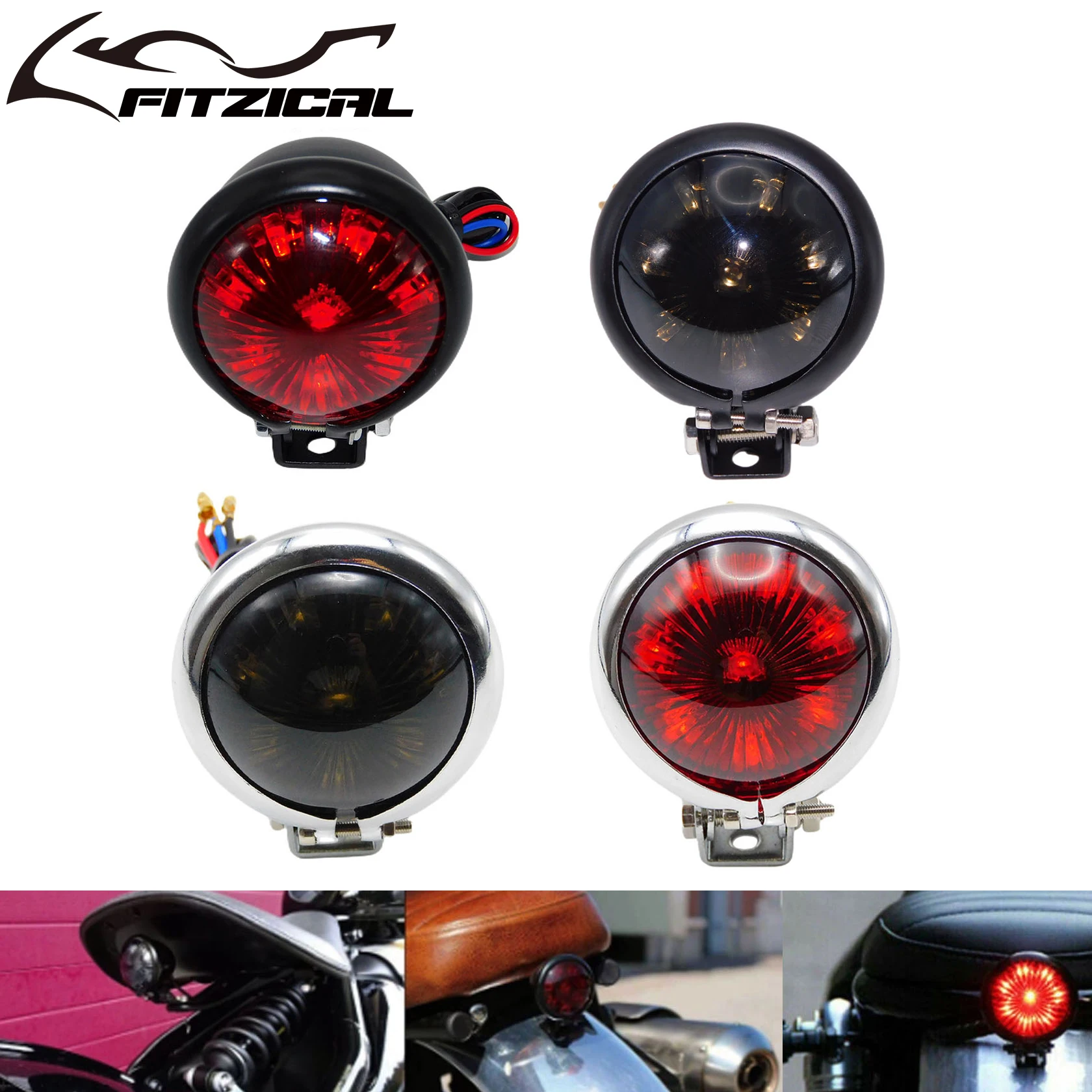 Motorcycle 12V LED Adjustable Cafe Racer Style Stop Tail Light Brake ...