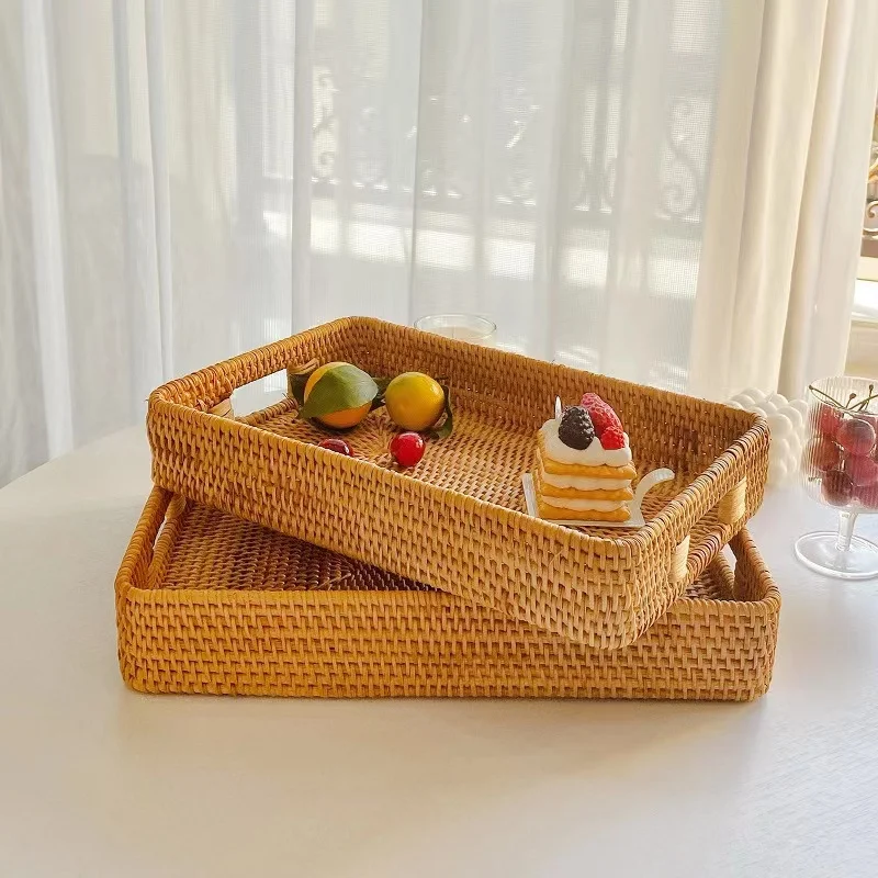 Natrural-Rattan-Fruit-Snack-Tray-Woven-Food-Basket-Bread-Plate ...