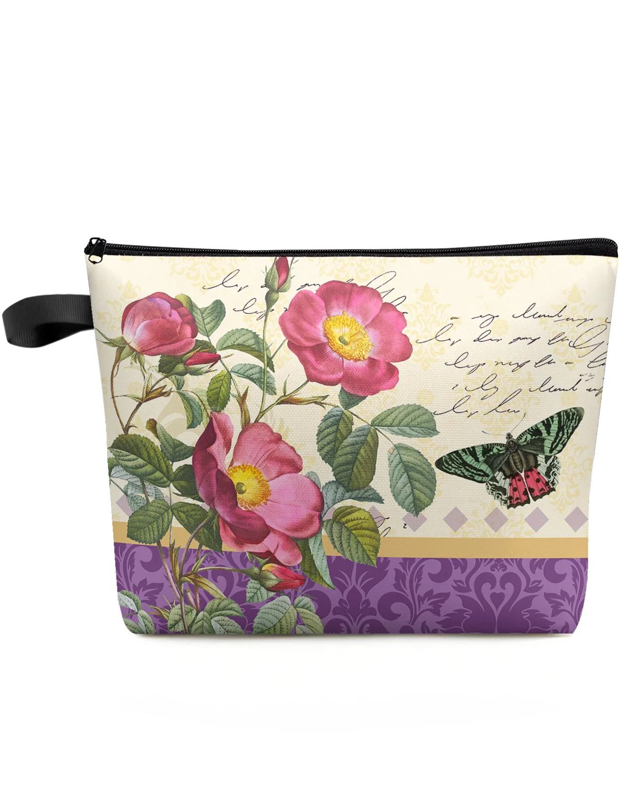 Antique-Plant-Flower-Butterfly-Makeup-Bag-Pouch-Travel-Essentials-Lady ...
