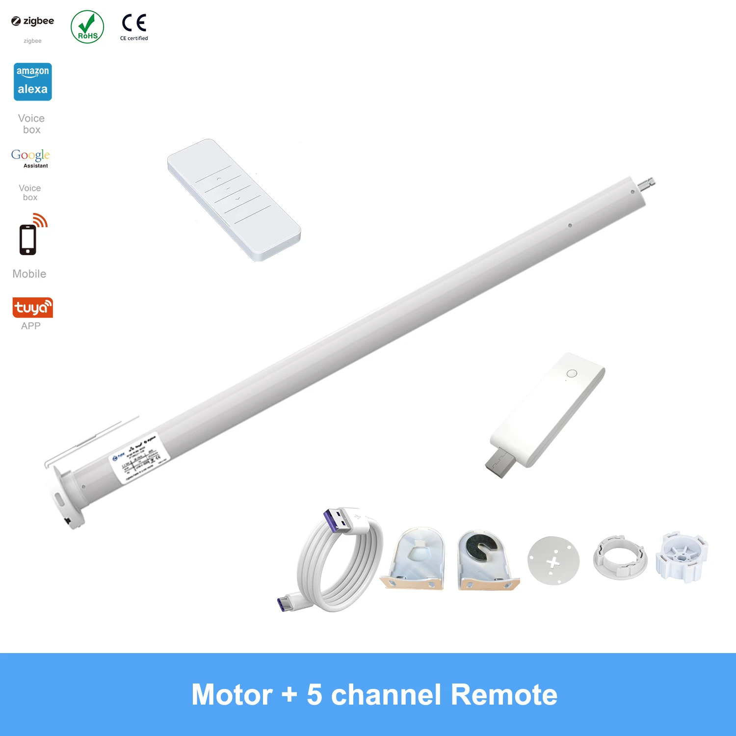 Tuya Zigbee Battery Powered Electric Shade Motor Blinds Tubular Motor ...