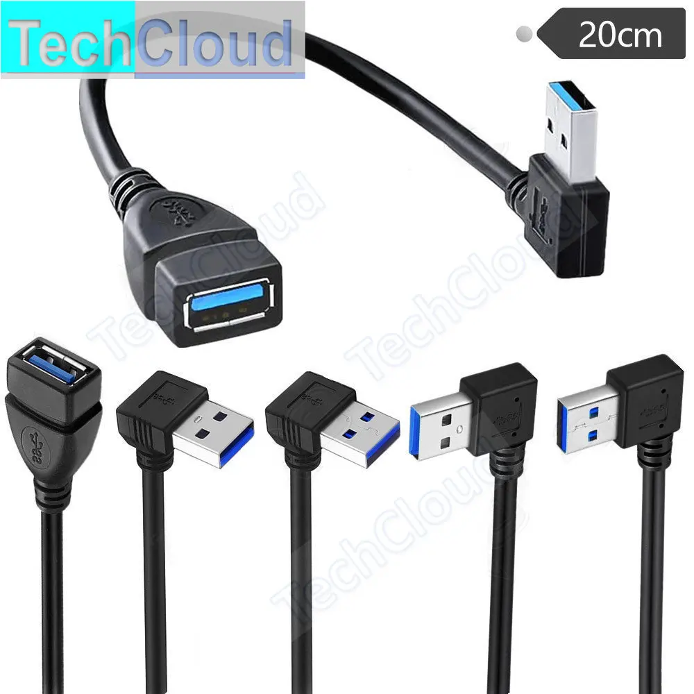 Cable de extensión USB 3,0 corto de 20CM, carga y sincronización de datos de 5Gbps, macho a ...