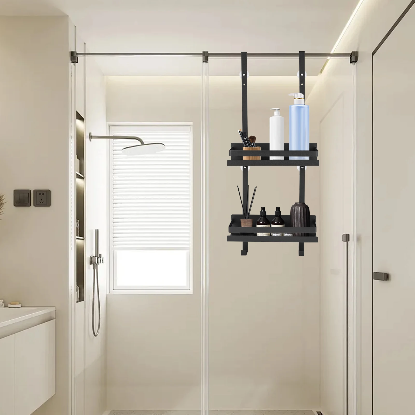 Estante-de-ducha-colgante-toallero-negro-para-colgar-cubitos-de-ducha ...