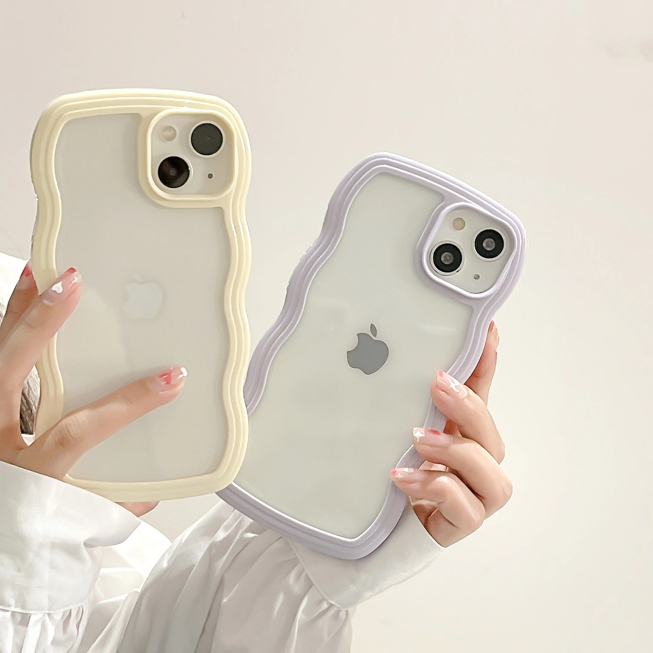 Модный прозрачный волнистый чехол для iPhone 11 12 13 14 15 Pro Max 7 8 ...