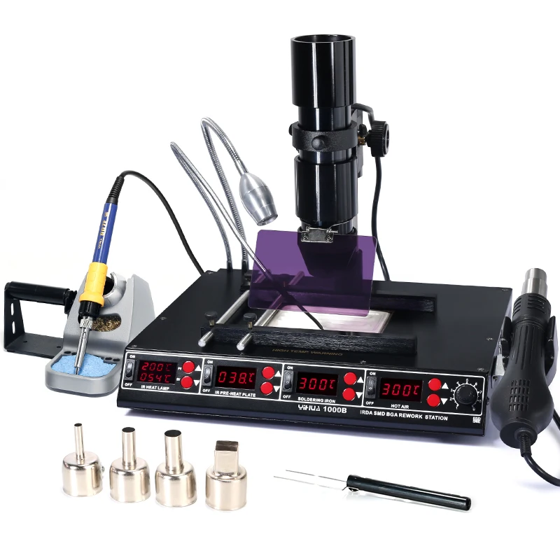 YIHUA 1000B 4 in 1 BGA Rework Station Infrared Preheater, Desoldering ...