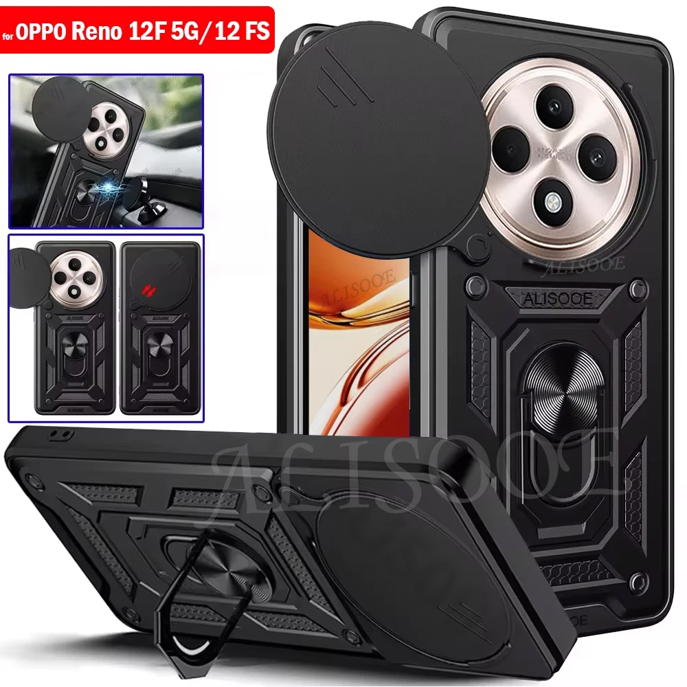 Armor Funda for OPPO Reno 12F 5G Case Slide Camera Lens Protect Ring ...