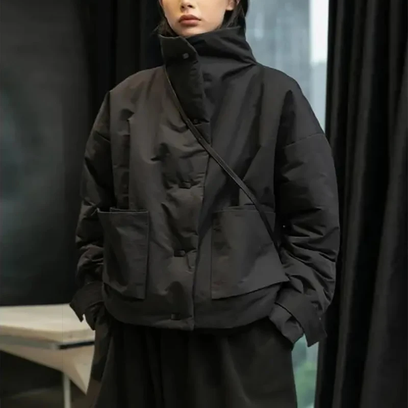 High-Neck-Splicing-Zipper-Women-s-Cotton-Jacket-Fashion-Outdoor-Casual ...