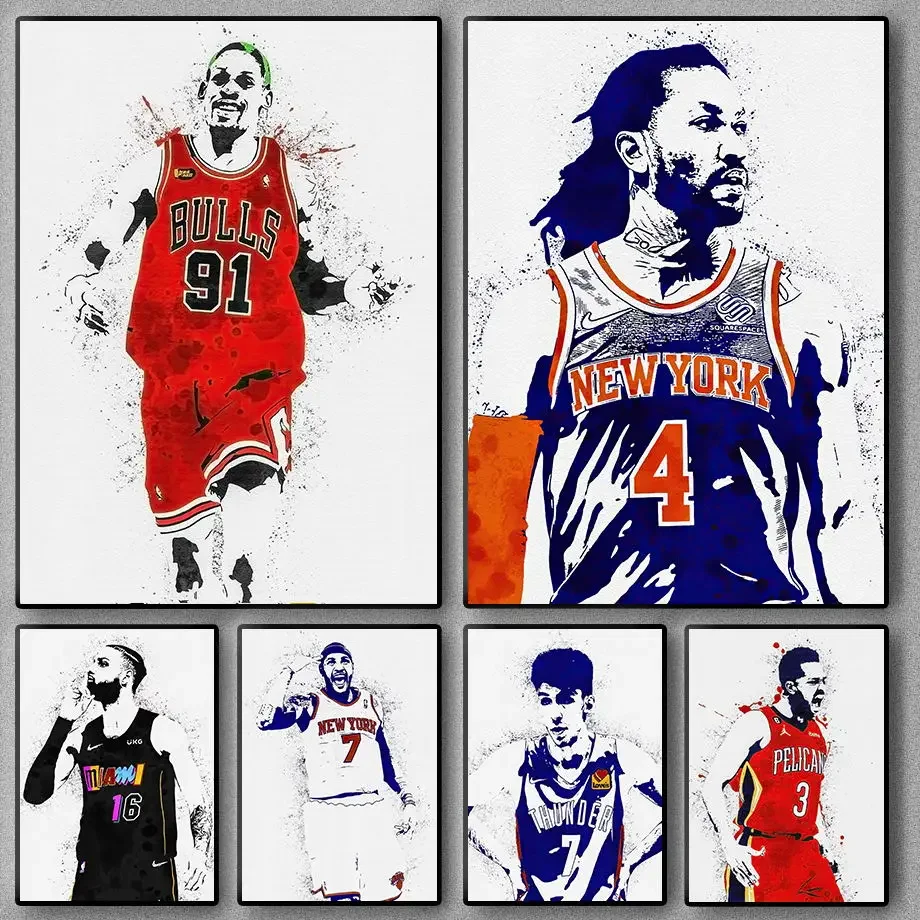 Basketball-Player-Star-Portrait-Wall-Art-Famous-Teams-HD-Canvas-Print ...