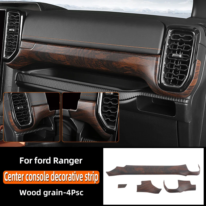 Wood-grain-Interior-Overlay-Covers-for-Ford-Ranger-Wildtrak-T9-2023 ...